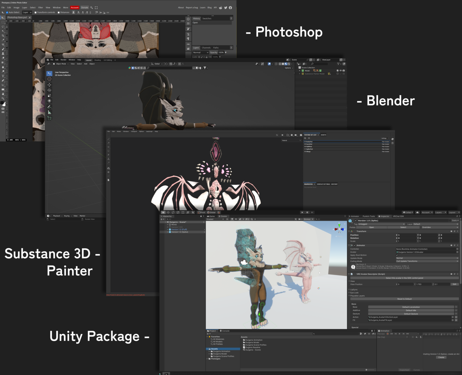 Durgarra: Fluffy Dragon for VRChat + VRM (Incl Deer + Wyvern and ...